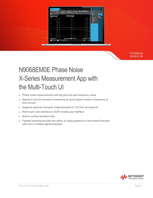 N9068EM0E Phase Noise X-Series Measurement App with the Multi-Touch UI PDF Asset Page | Keysight